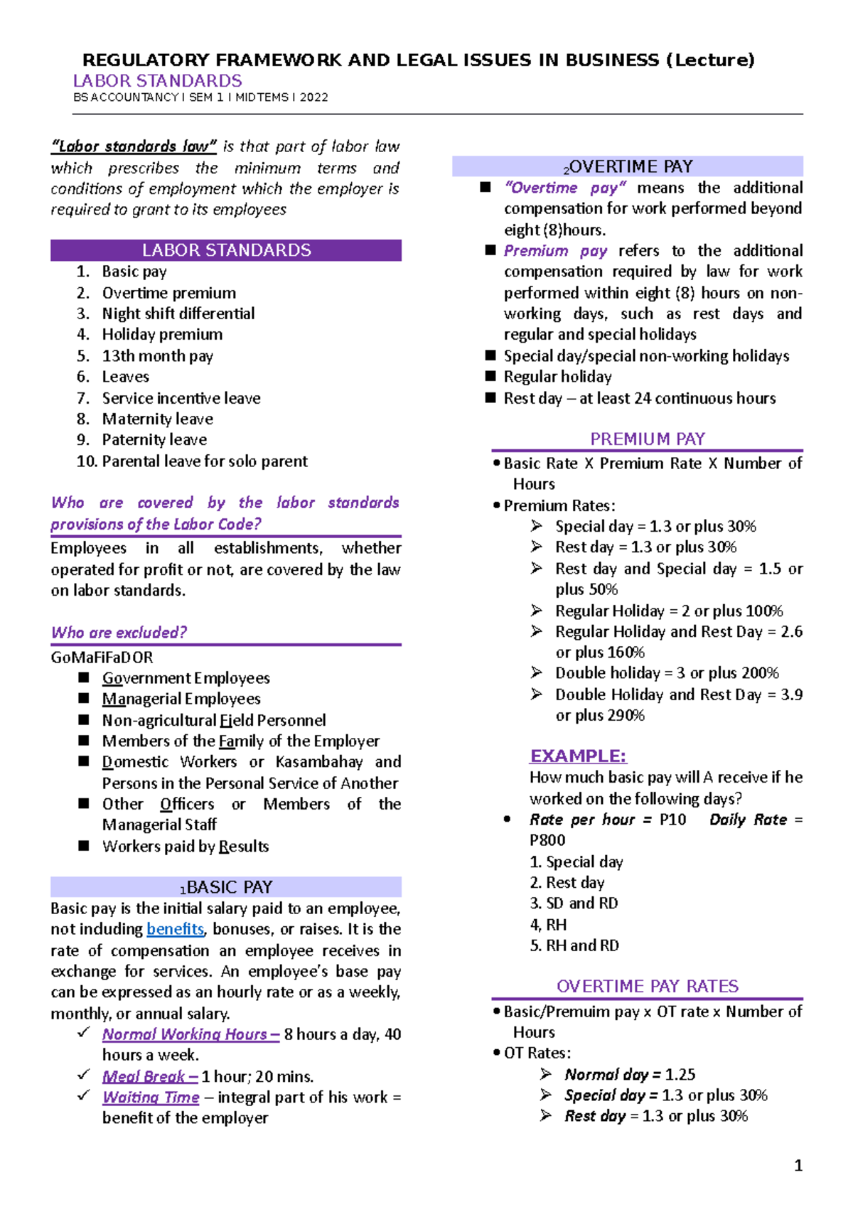 Labor Satndards (MIDS) - LABOR STANDARDS BS ACCOUNTANCY I SEM 1 I ...