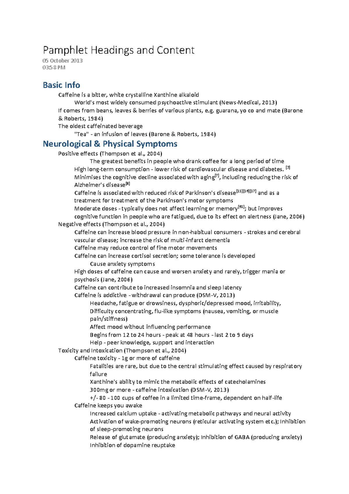 5 - The Brain - This is information for the exam. - Pamphlet Headings ...