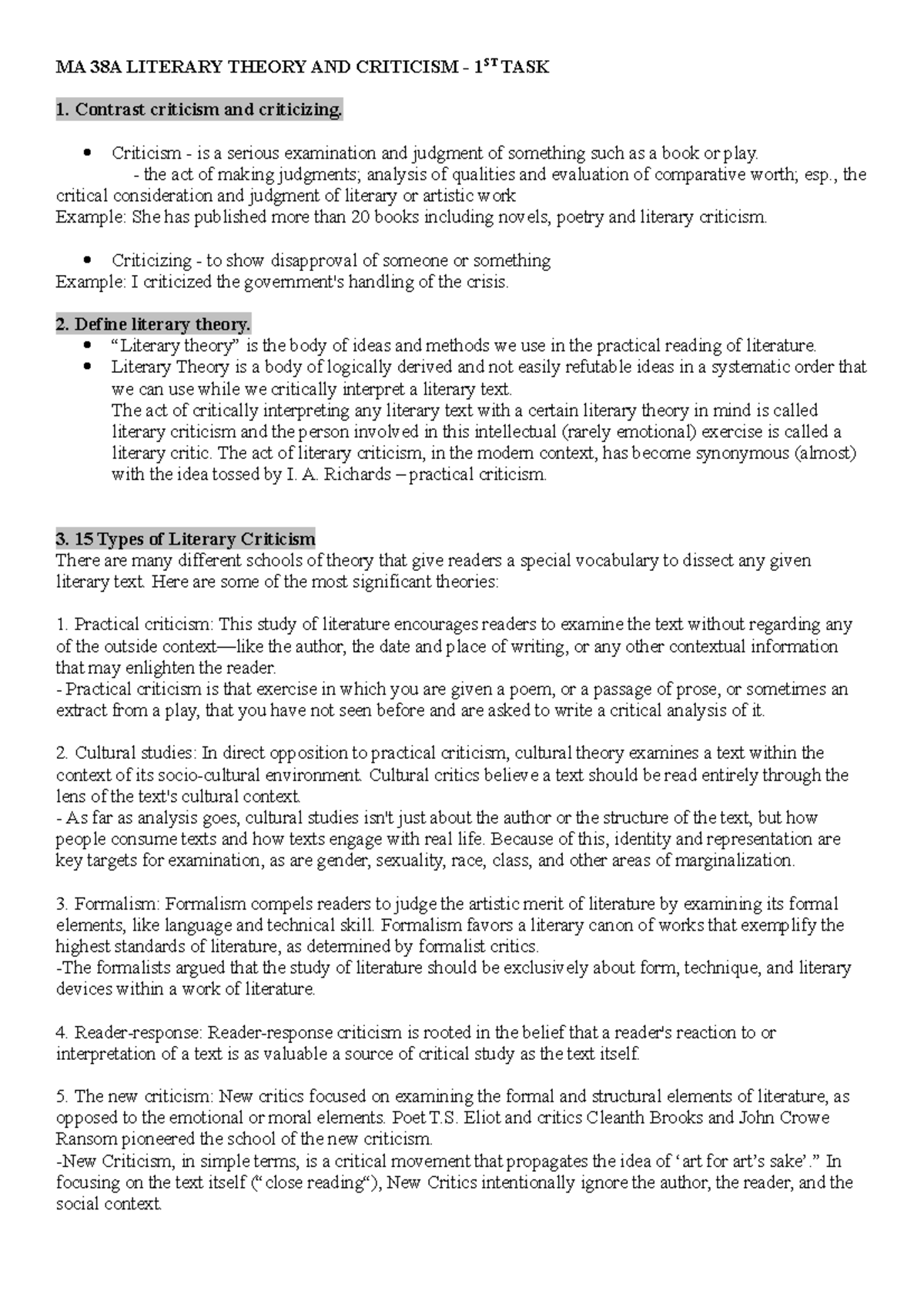 MA 38A Literary Theory AND Criticism - MA 38A LITERARY THEORY AND ...