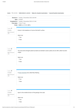 Eapp 2nd quarter exam - This is Answer Key - Question 1 Not yet ...