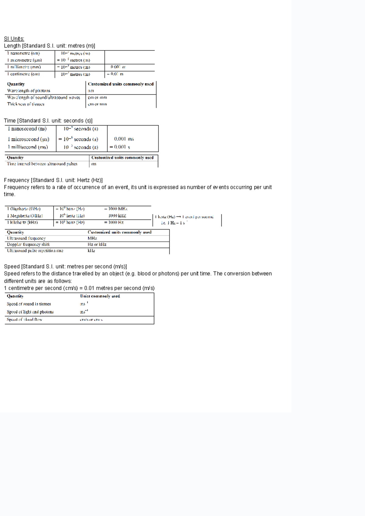 HSI2014 Cheatsheet - Google Docs - SI Units: Length [Standard S. unit: metres (m)] Time ...