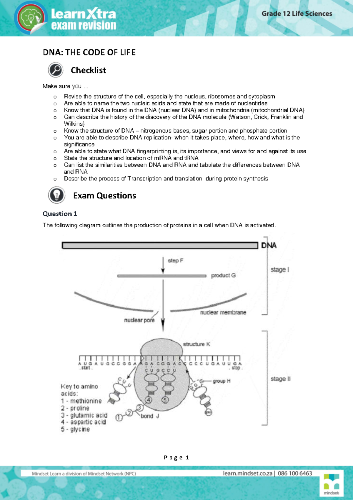 LXER Gr12Life Sciences DNA The Code of Life Nov2014 - DNA: THE CODE OF ...