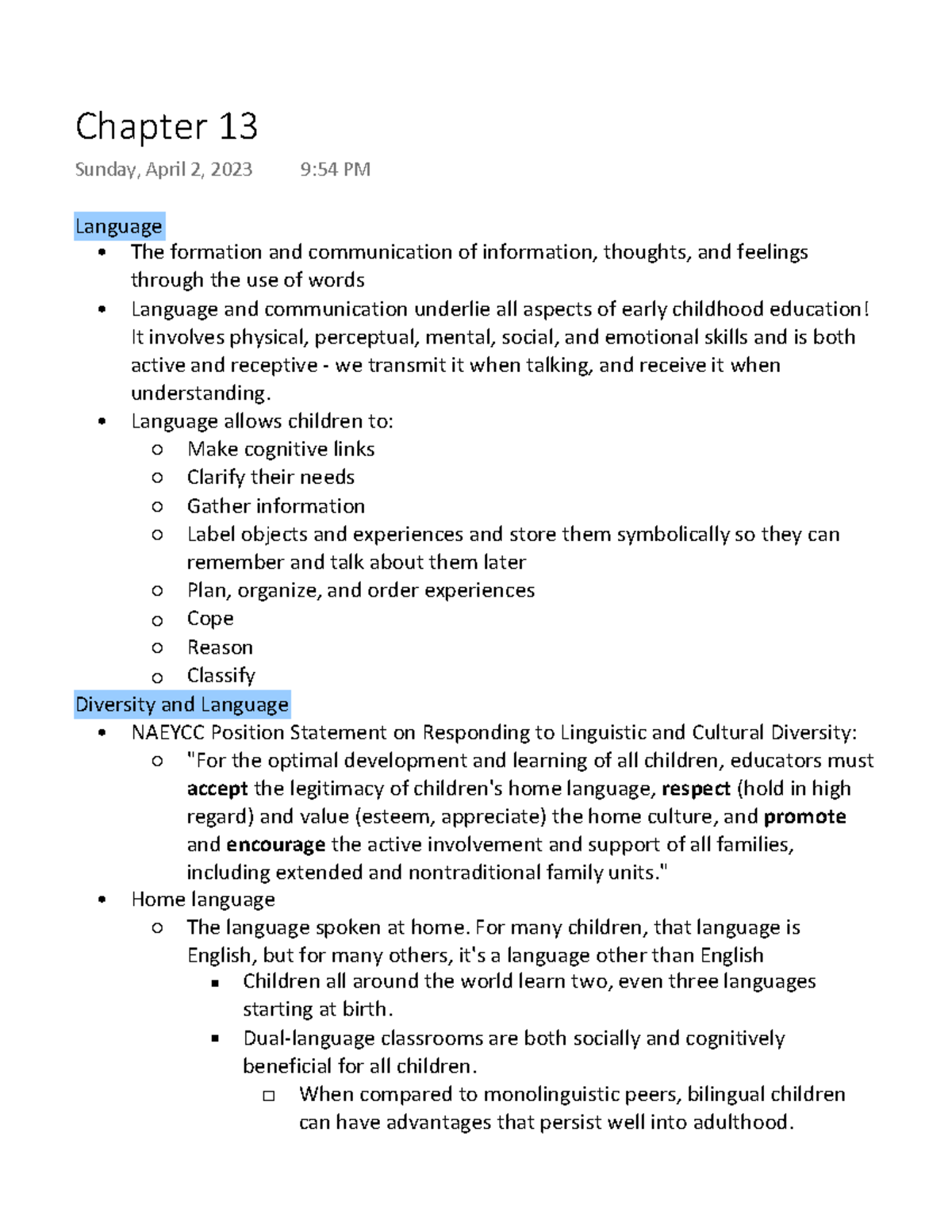 Chapter 13-2 - Professor Emily Durham - Language The formation and communication of information ...