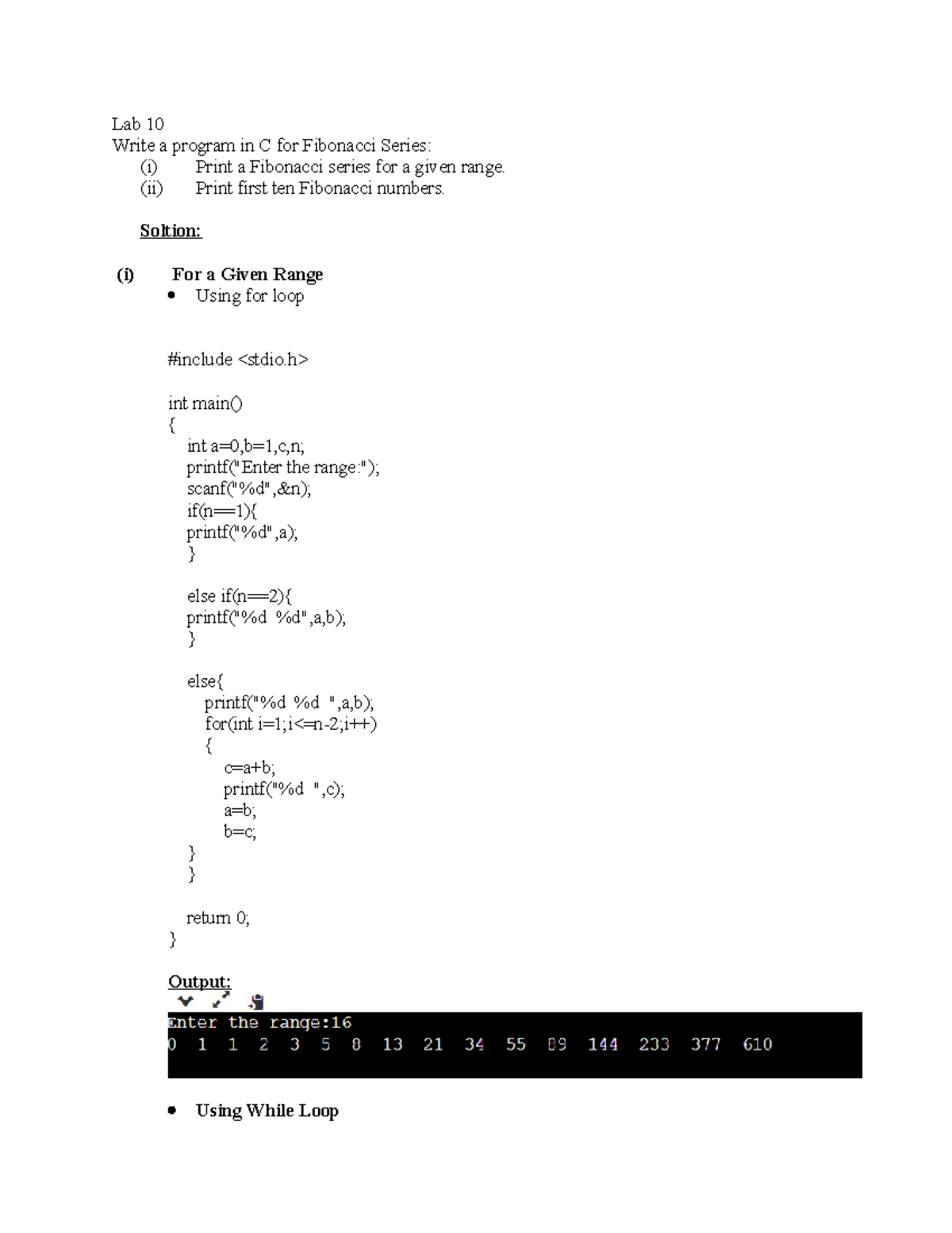 10 Prabhatsaharawat B2 - Lab 10 Write a program in C for Fibonacci ...