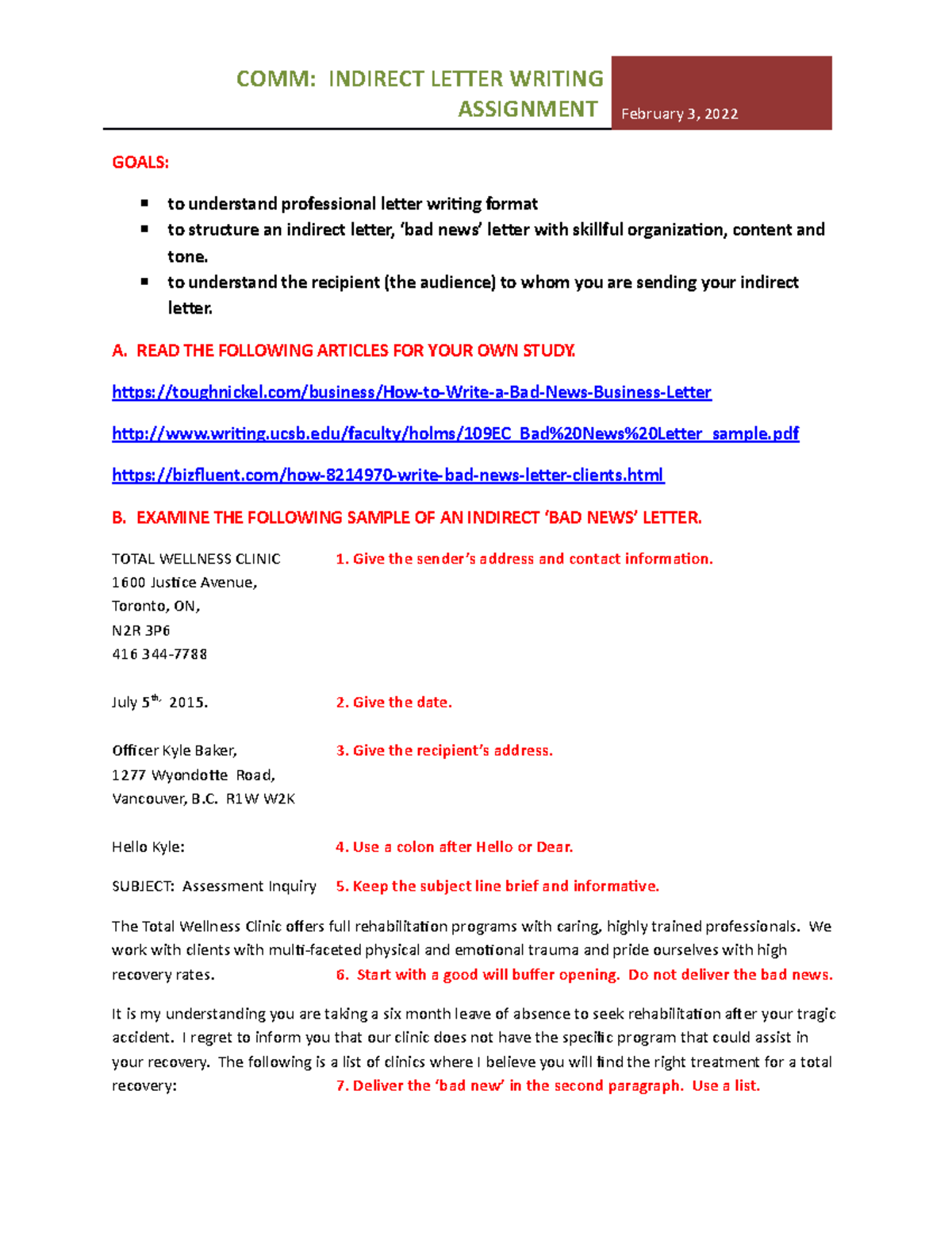 W22 COMM Indirect Letter Writing Assignment DUE FEB 3 - COMM: INDIRECT ...