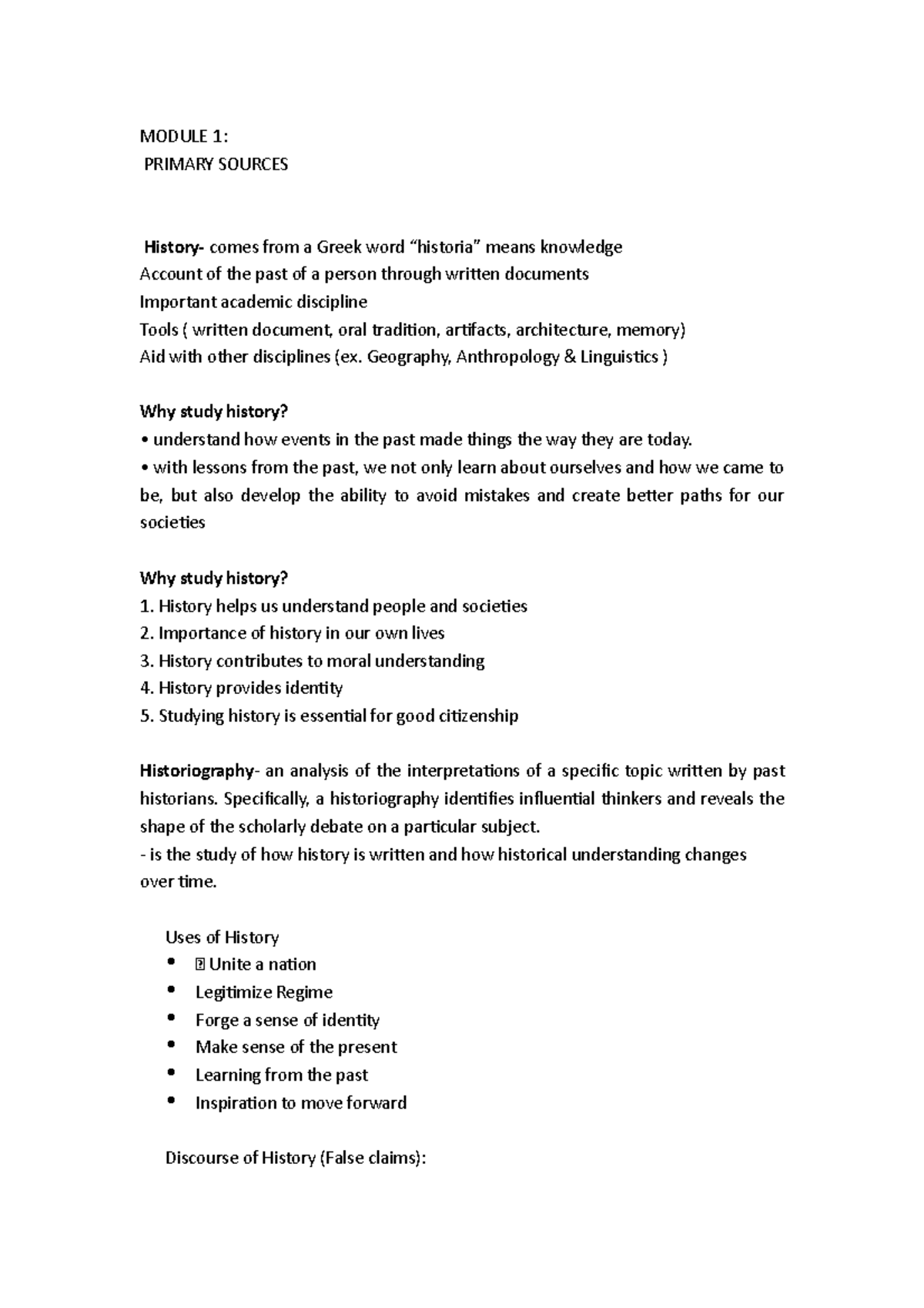 Module 1 - History Sources of information - MODULE 1: PRIMARY SOURCES ...