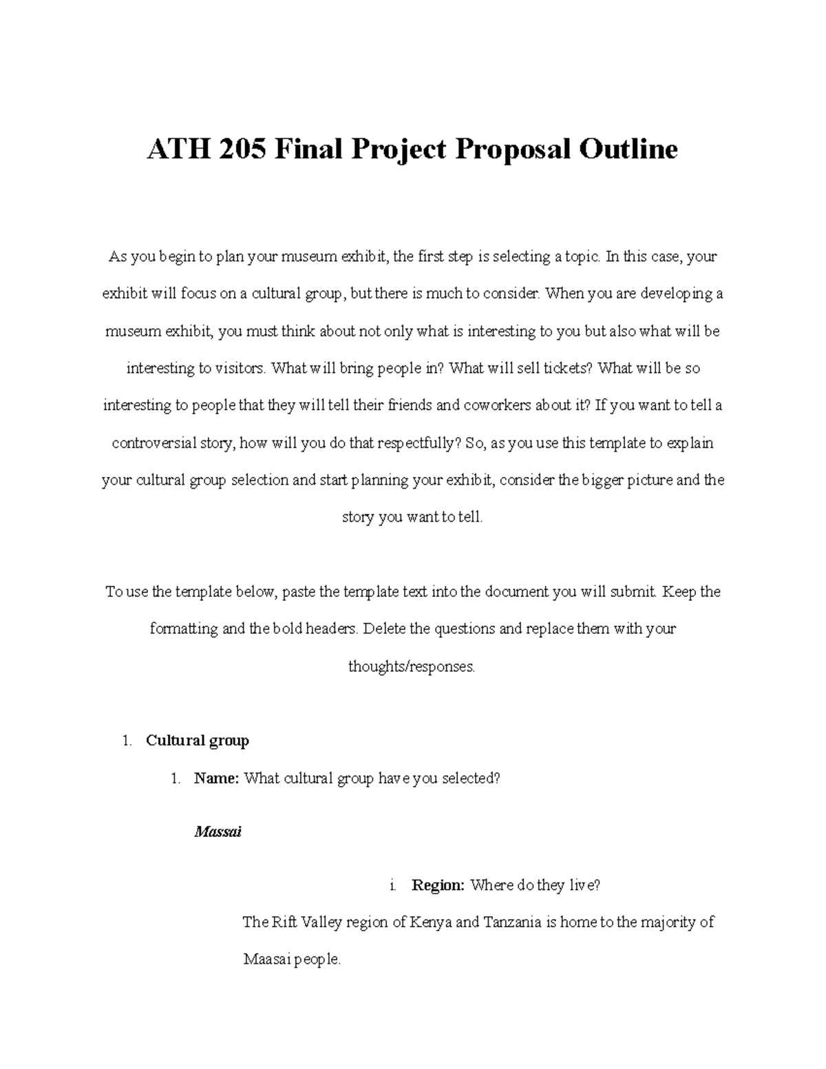 ATH 205 2-2 Final Project Milestone One Museum Exhibit Proposal OS ...