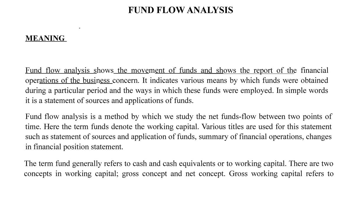 Fund Flow Analysis - To know how to handle Business - FUND FLOW ...