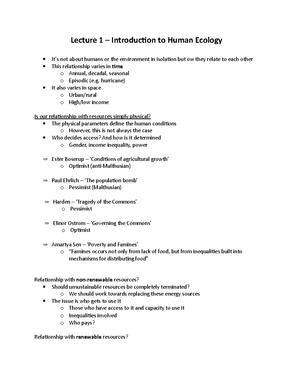 Lecture 1 – Introduction to Human Ecology - Lecture 1 – Introduction to ...