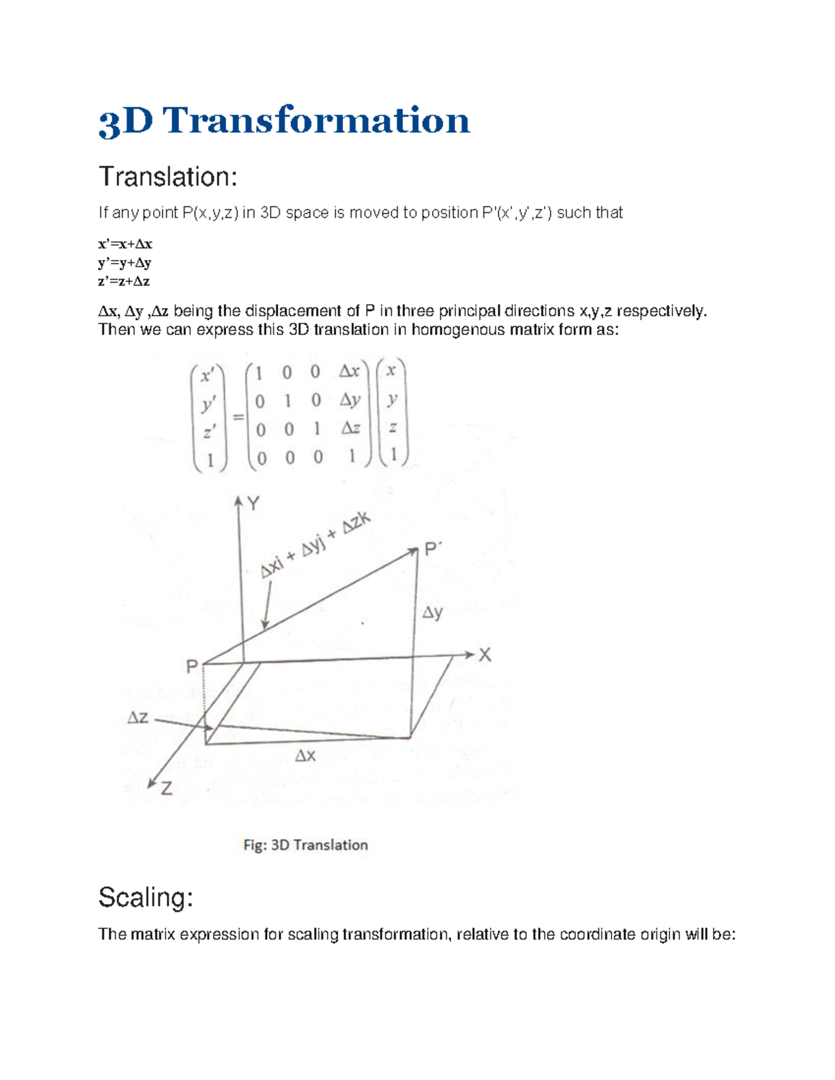 3D Transformation - Great! - 3D Transformation Translation: If any ...
