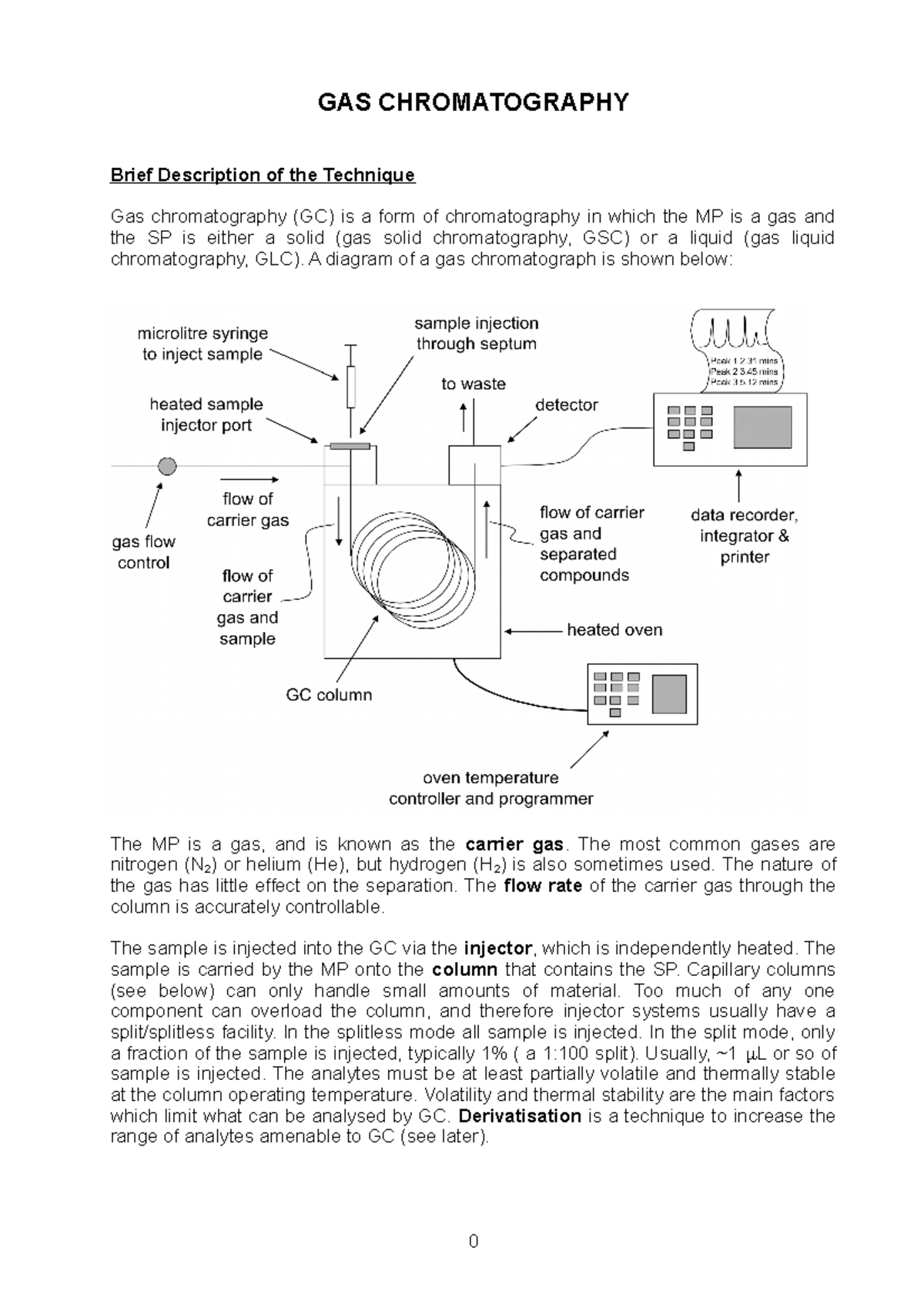 Gas Chromatography full notes - GAS CHROMATOGRAPHY Brief Description of ...