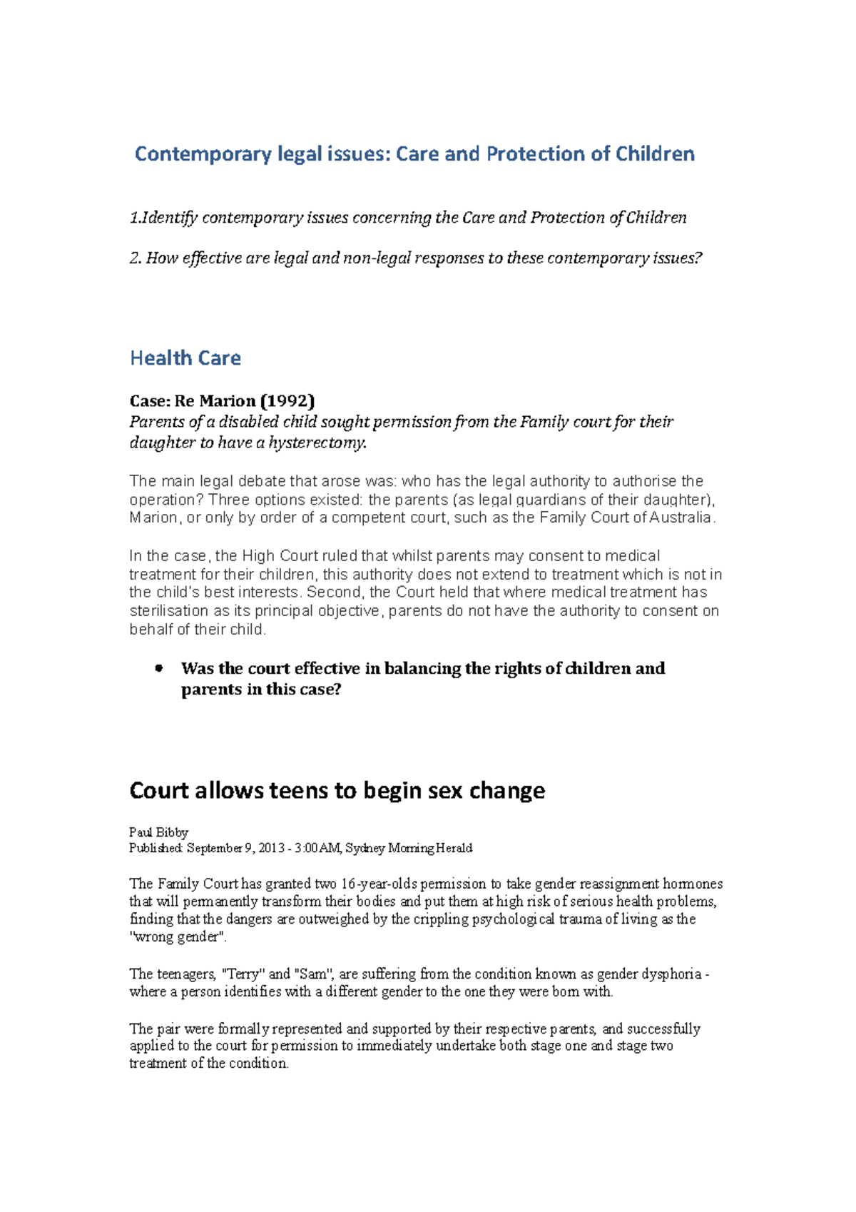 Contemporary legal issues child protection articles - Contemporary ...