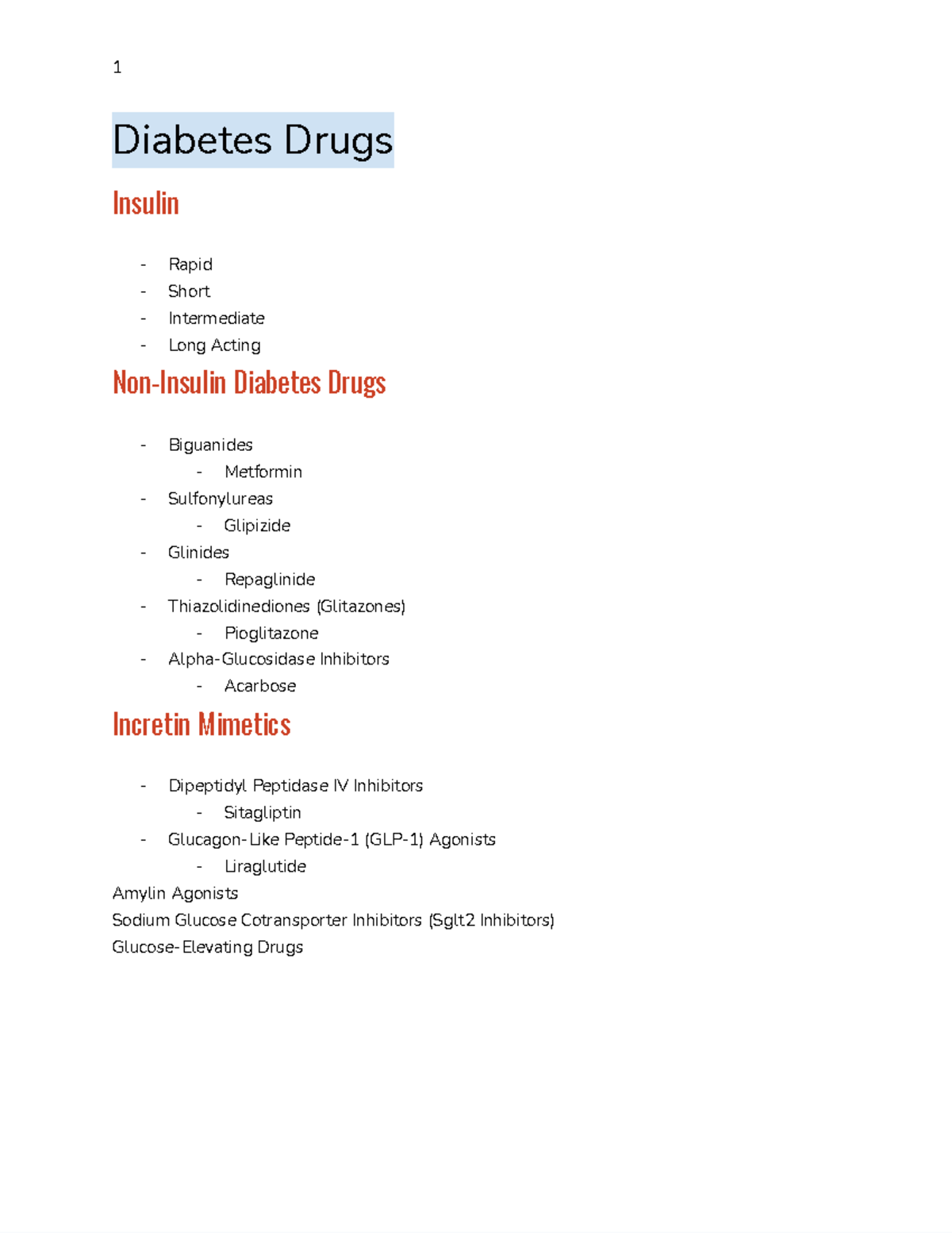 Diabetes Drugs Textbook Notes - Diabetes Drugs Insulin - Rapid - Short ...