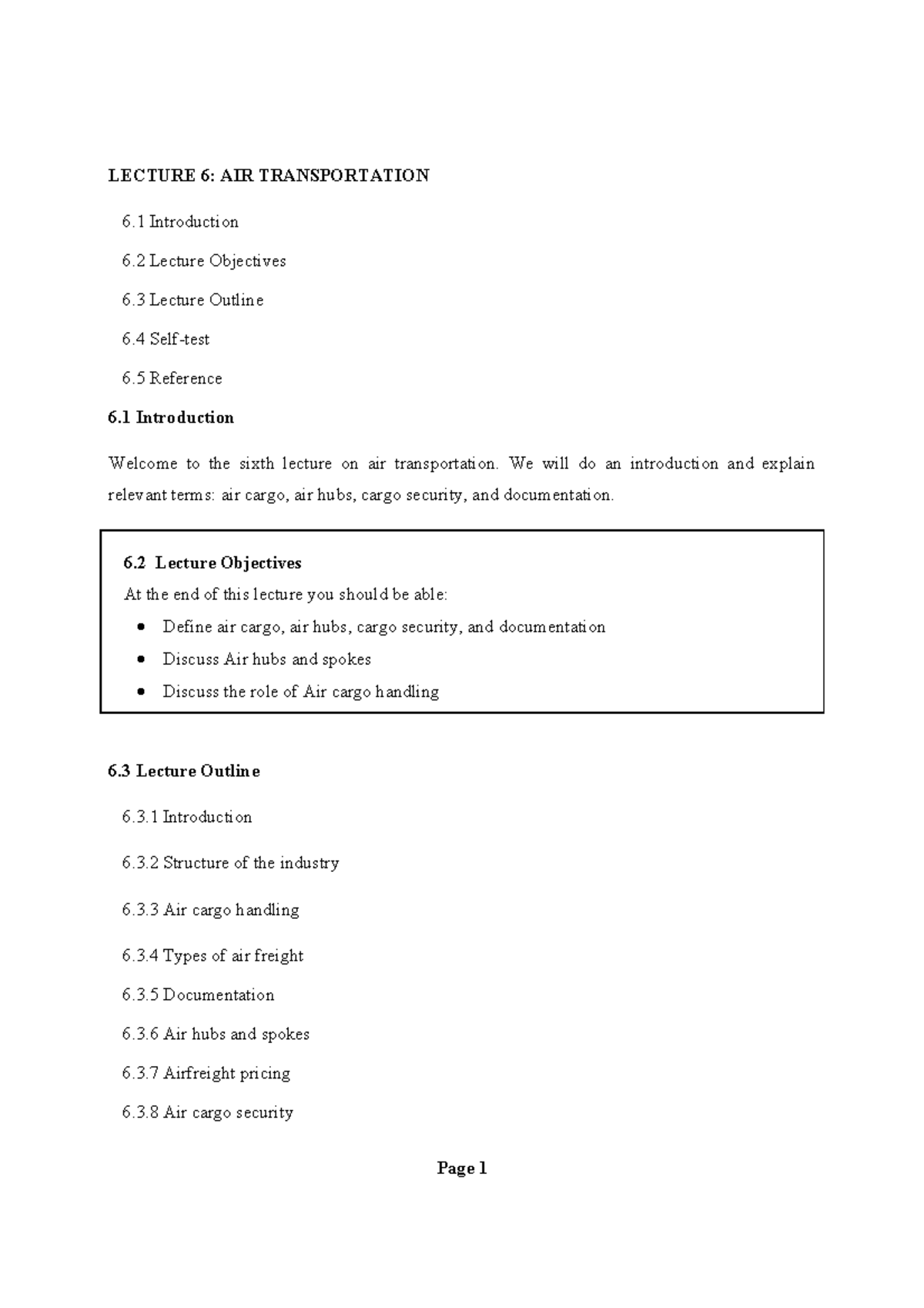 Lecture 6 air - AIR TRANSPORTATION - LECTURE 6: AIR TRANSPORTATION 6 ...