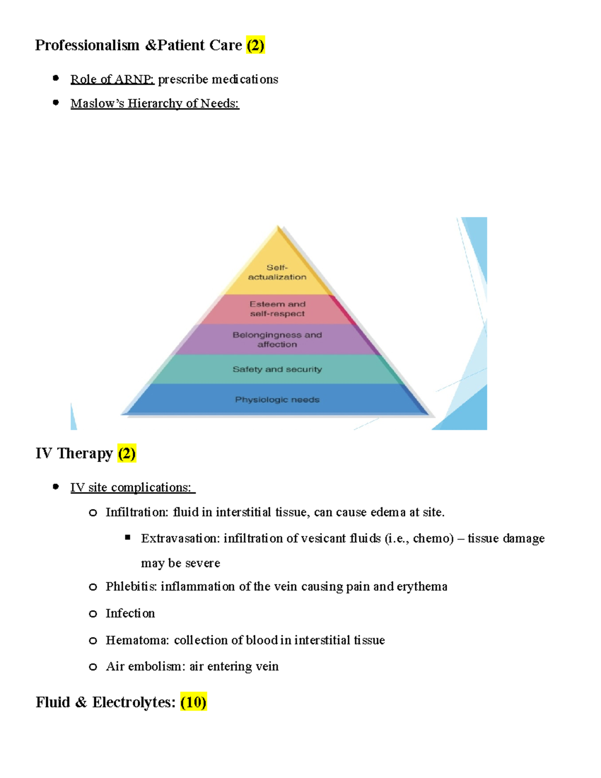 Study guide acute - Professionalism &Patient Care (2) Role of ARNP ...