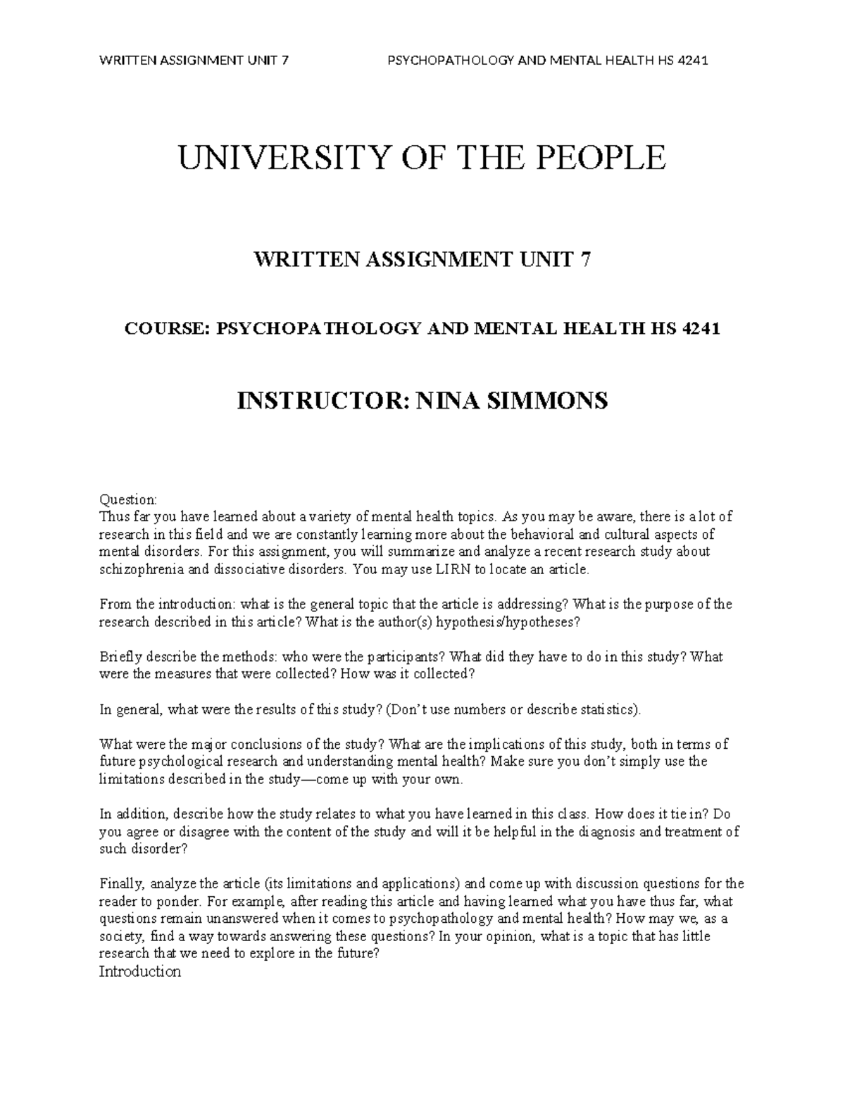 Written Assignment UNIT 7 - WRITTEN ASSIGNMENT UNIT 7 COURSE ...