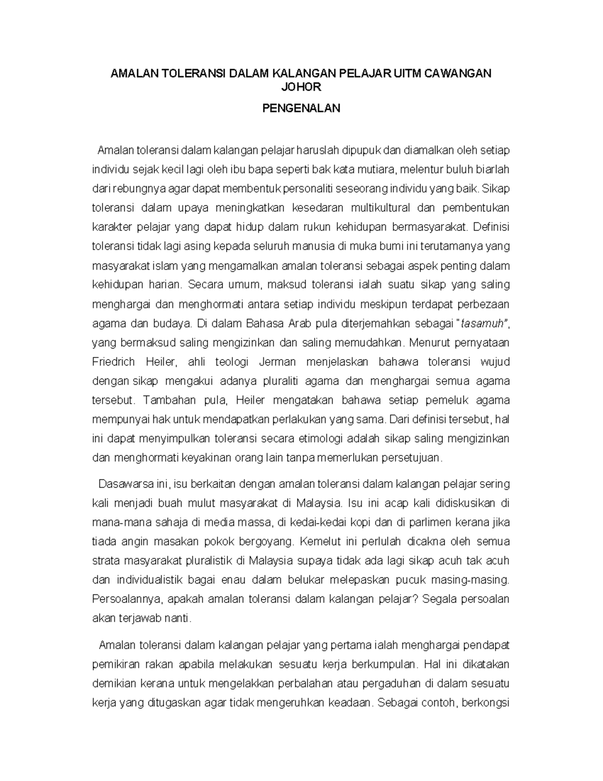 Ctu pengenalan - goodluck and you can do it - AMALAN TOLERANSI DALAM ...