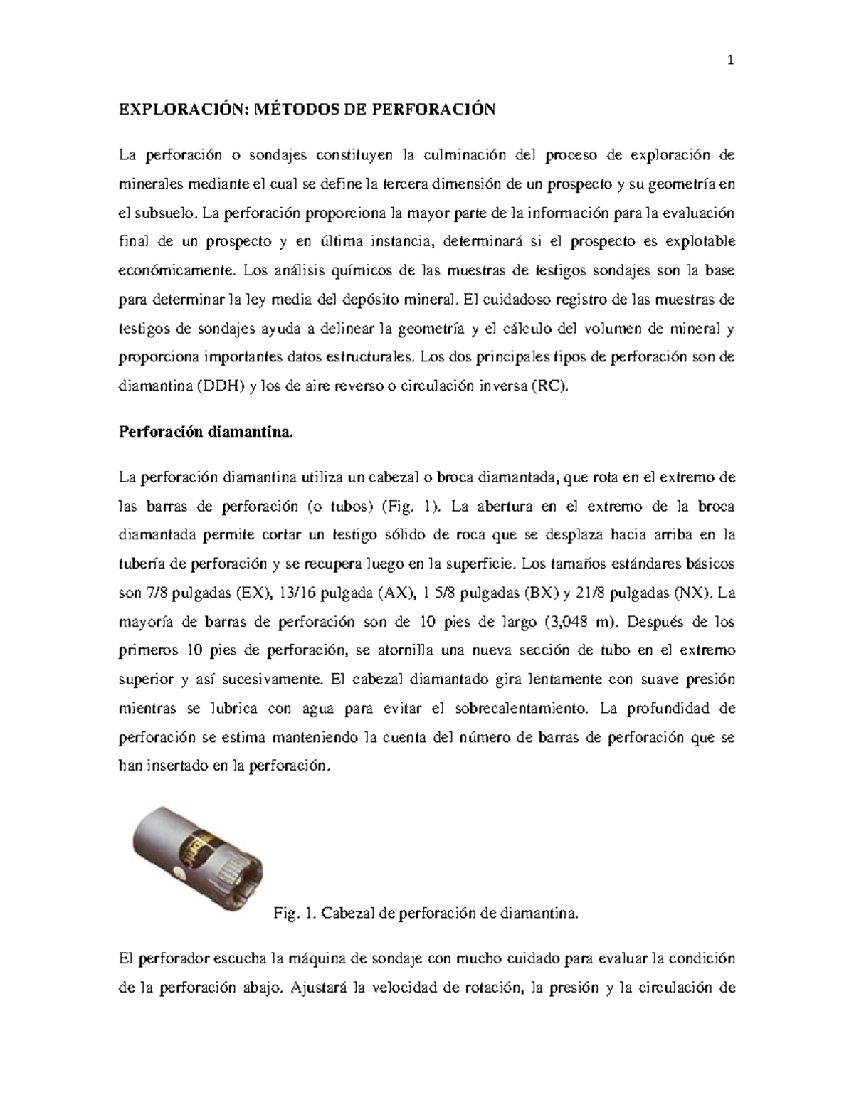 Exploraci n m todos de perforaci n - EXPLORACIÓN: MÉTODOS DE ...