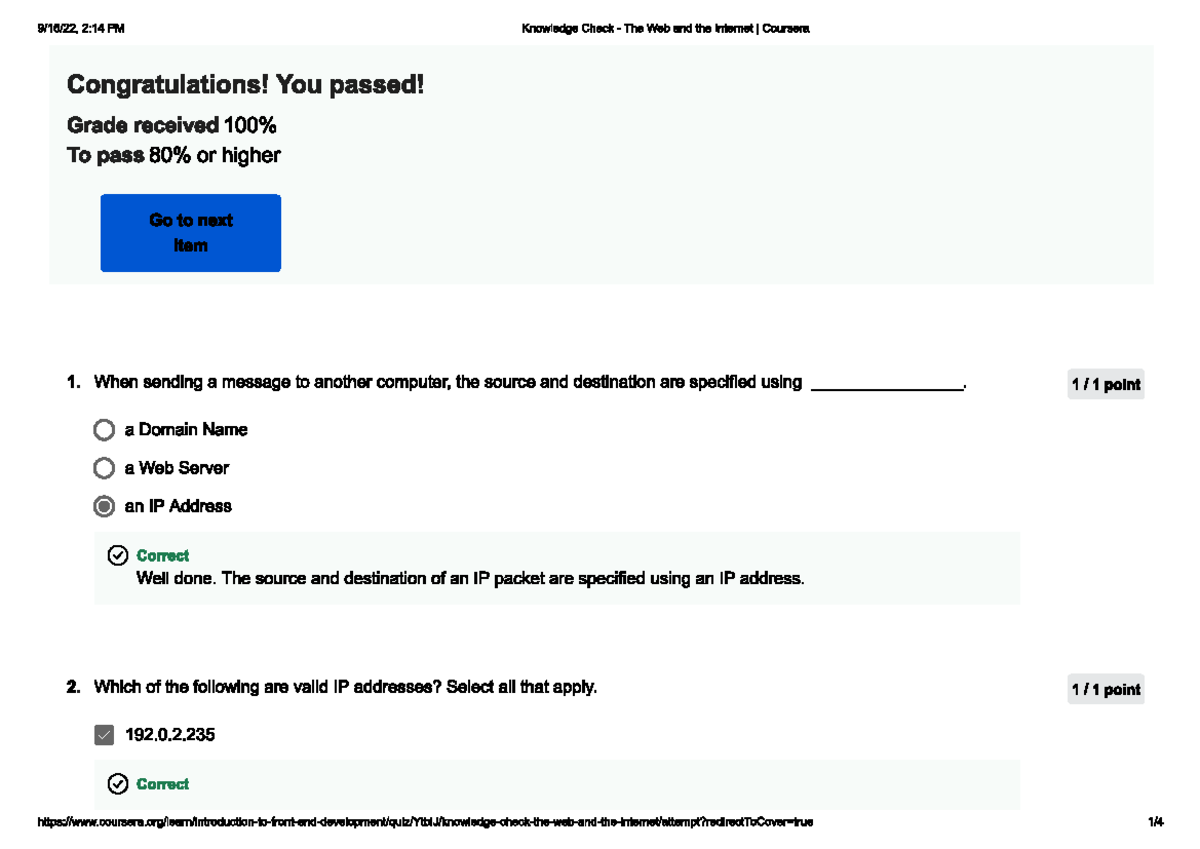 Quiz- Knowledge Check - The Web and the Internet - Summer Training ...