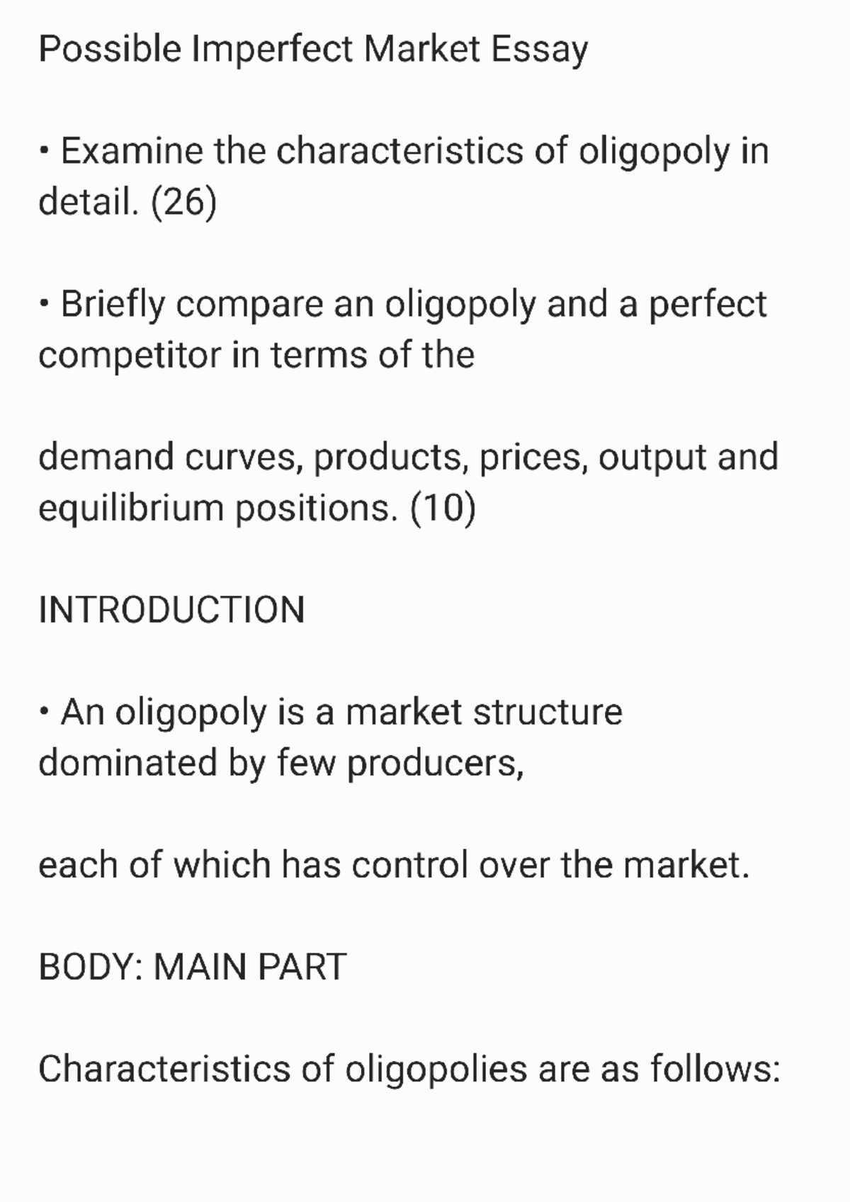Compare Oligopoly AND Perfect Competitor 240602 180011 - Studocu