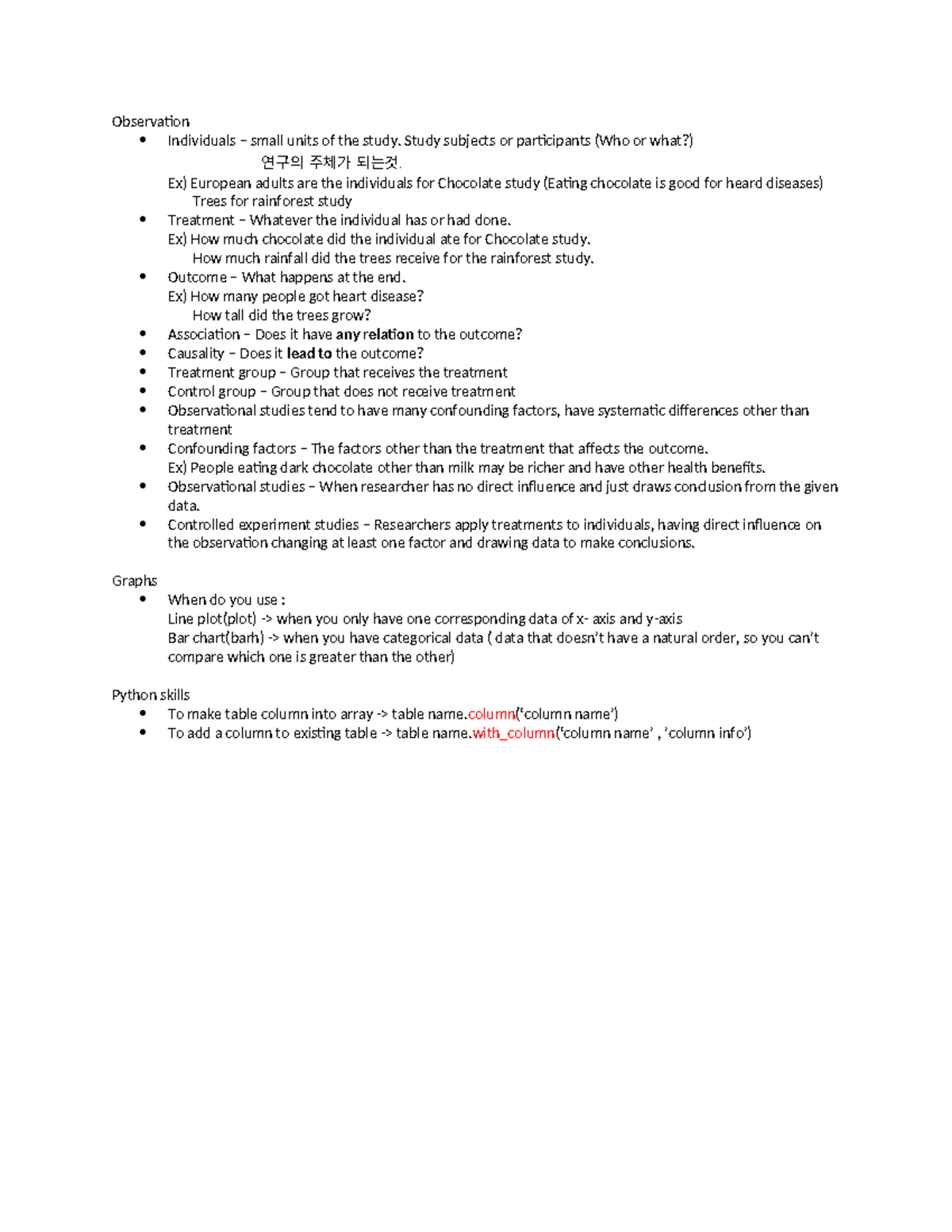 Data 8 notes - Observation Individuals – small units of the study ...