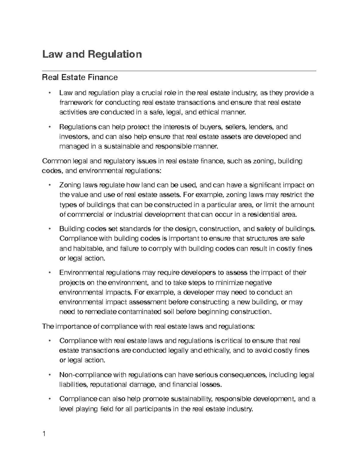 Real Estate Law And Regulation Notes And Examples Law And Regulation