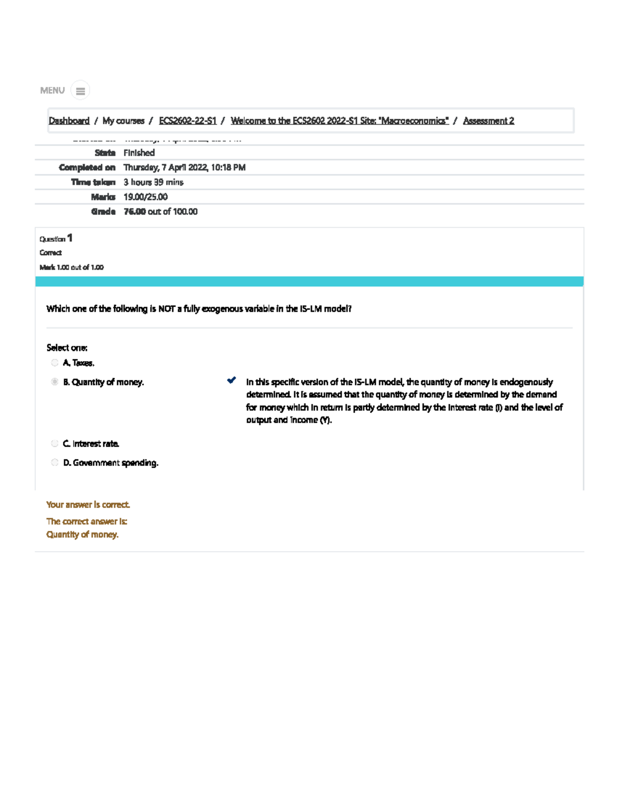 Econimics Answers - Assignments attempt - ECS2601 - Studocu