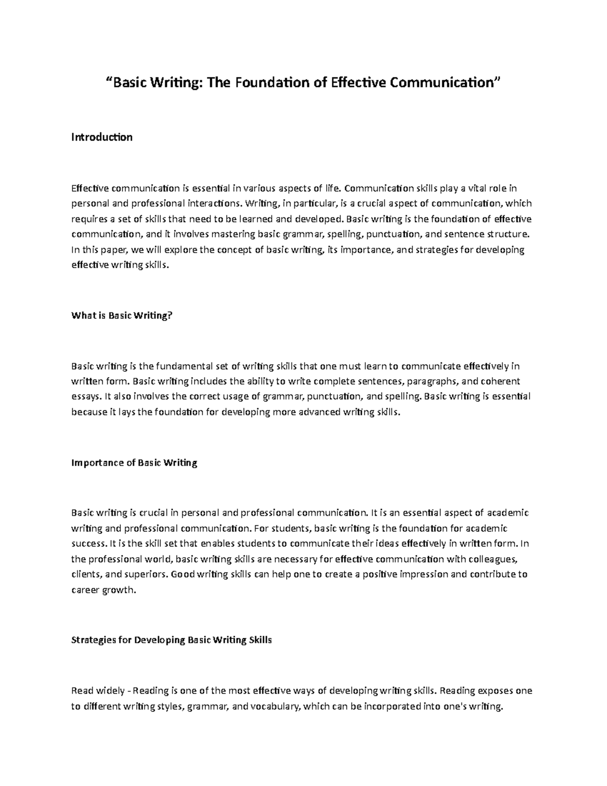 Basic Writing - Penjelasan - “Basic Writing: The Foundation of ...