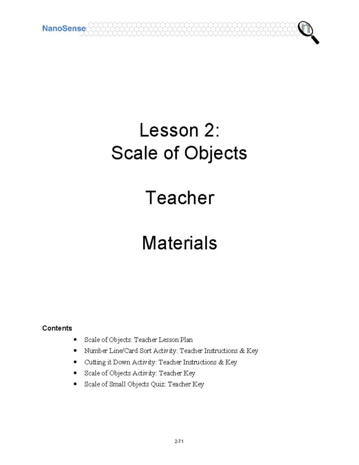 Workshop 2 Scale of objects KEY - Lesson 2: Scale of Objects Teacher ...