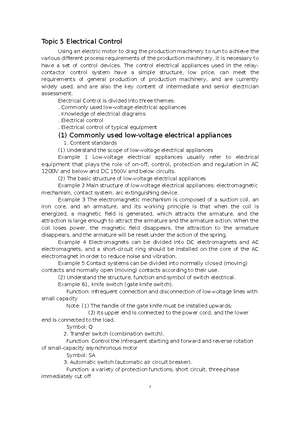 "Motor and Electrical Control" course design - "Motor and Electrical ...