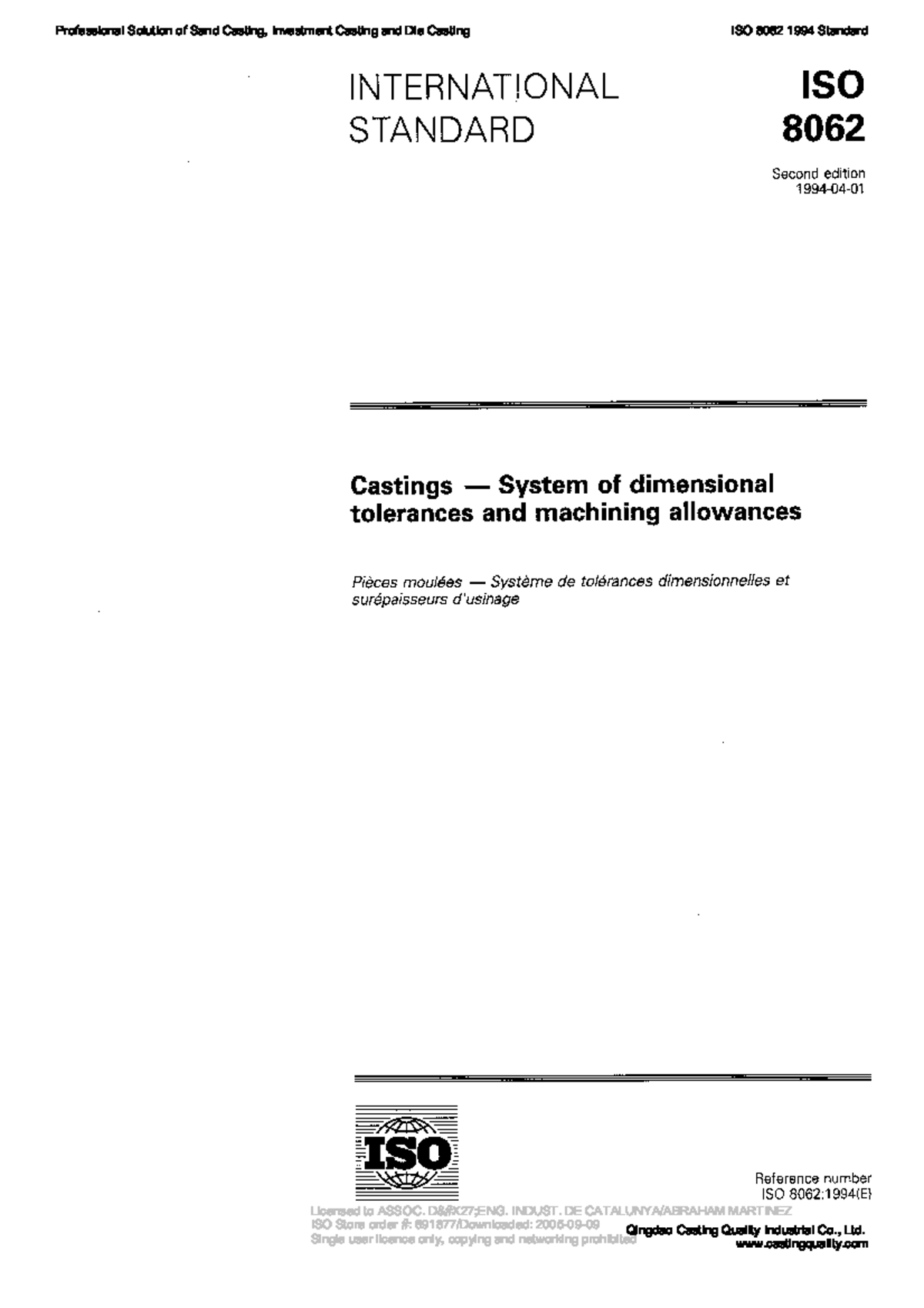 Iso-8062 - ! ! " - Studocu