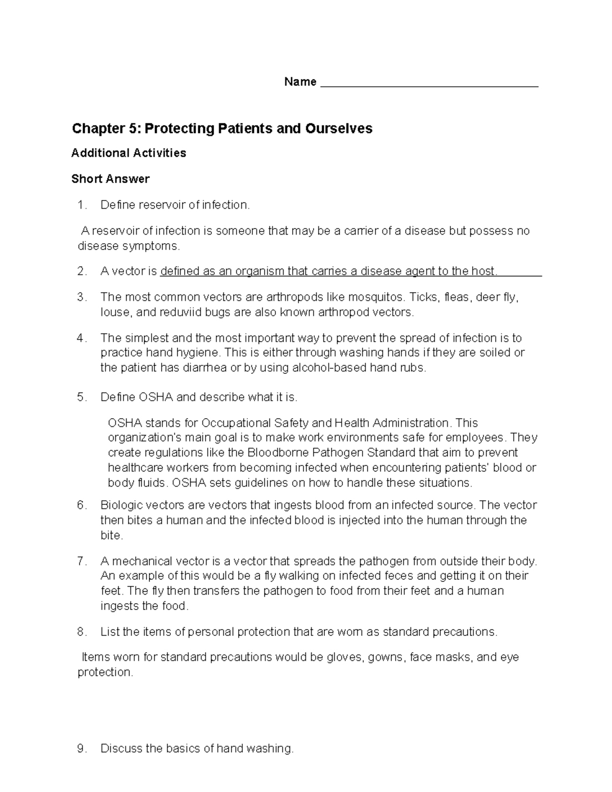 Module 5 worksheet- updated - Name Chapter 5: Protecting Patients and ...