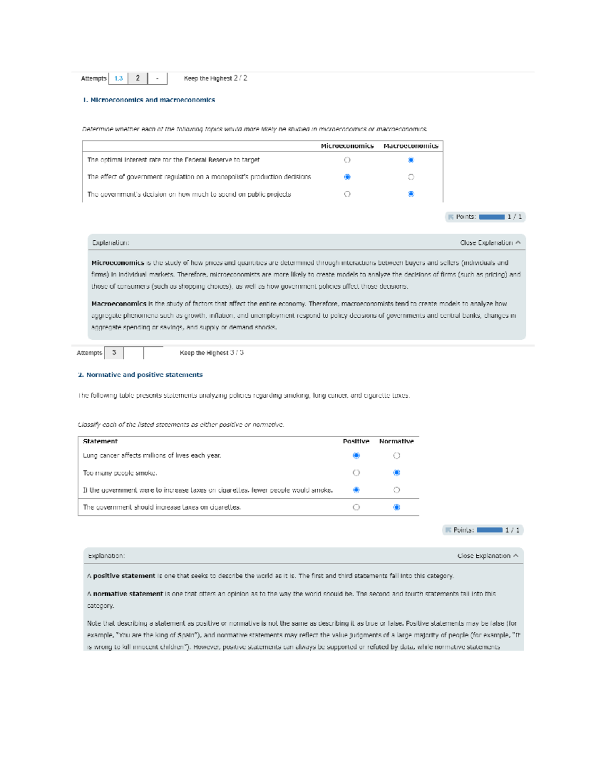 ECO 202 Module 1 Quiz - Attempts 1 2 Keep the Highest 1. Microeconomics ...