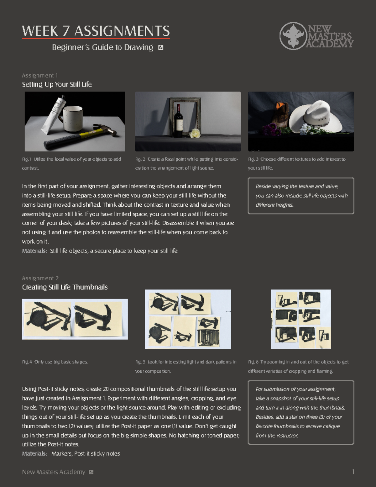 Beginners Guide to Drawing Week7 Assignments DK v2 - New Masters Academy 1 WEEK 7 ASSIGNMENTS A ...