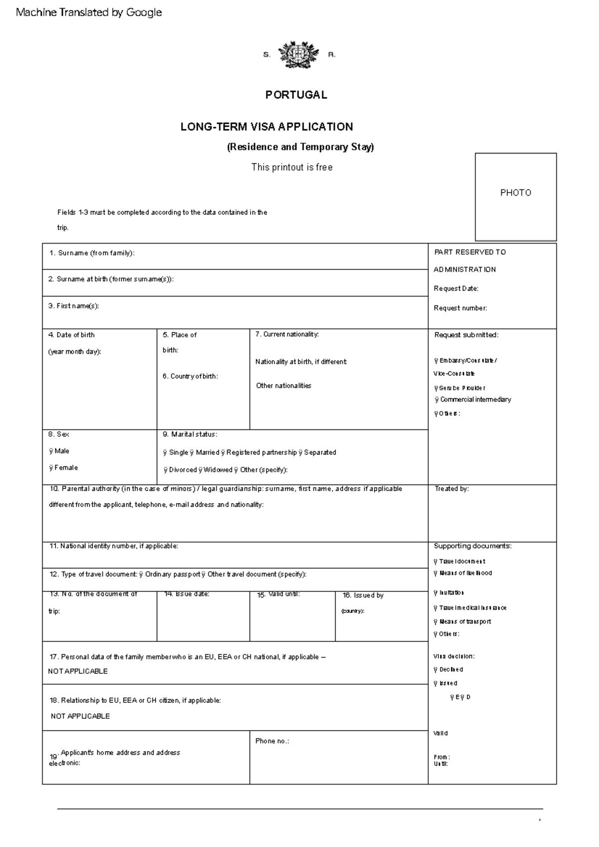 English-formulario visto nacional pt - Machine Translated by Google ...