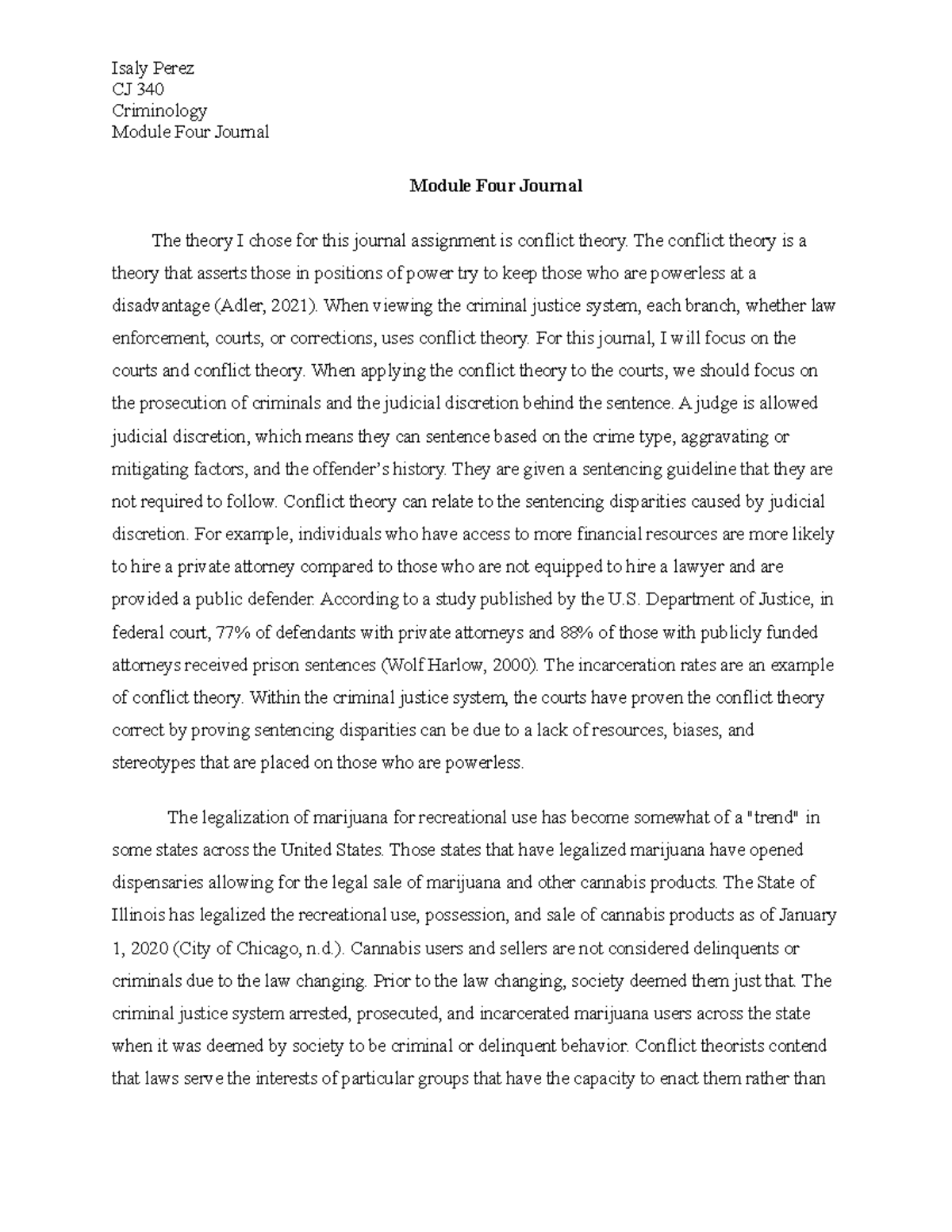 CJ 340 Module Four Journal - CJ 340 Criminology Module Four Journal Module Four Journal The ...
