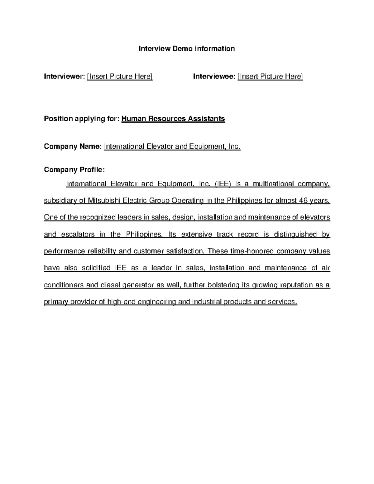 Sample of Interview Information - BS Psychology - Studocu