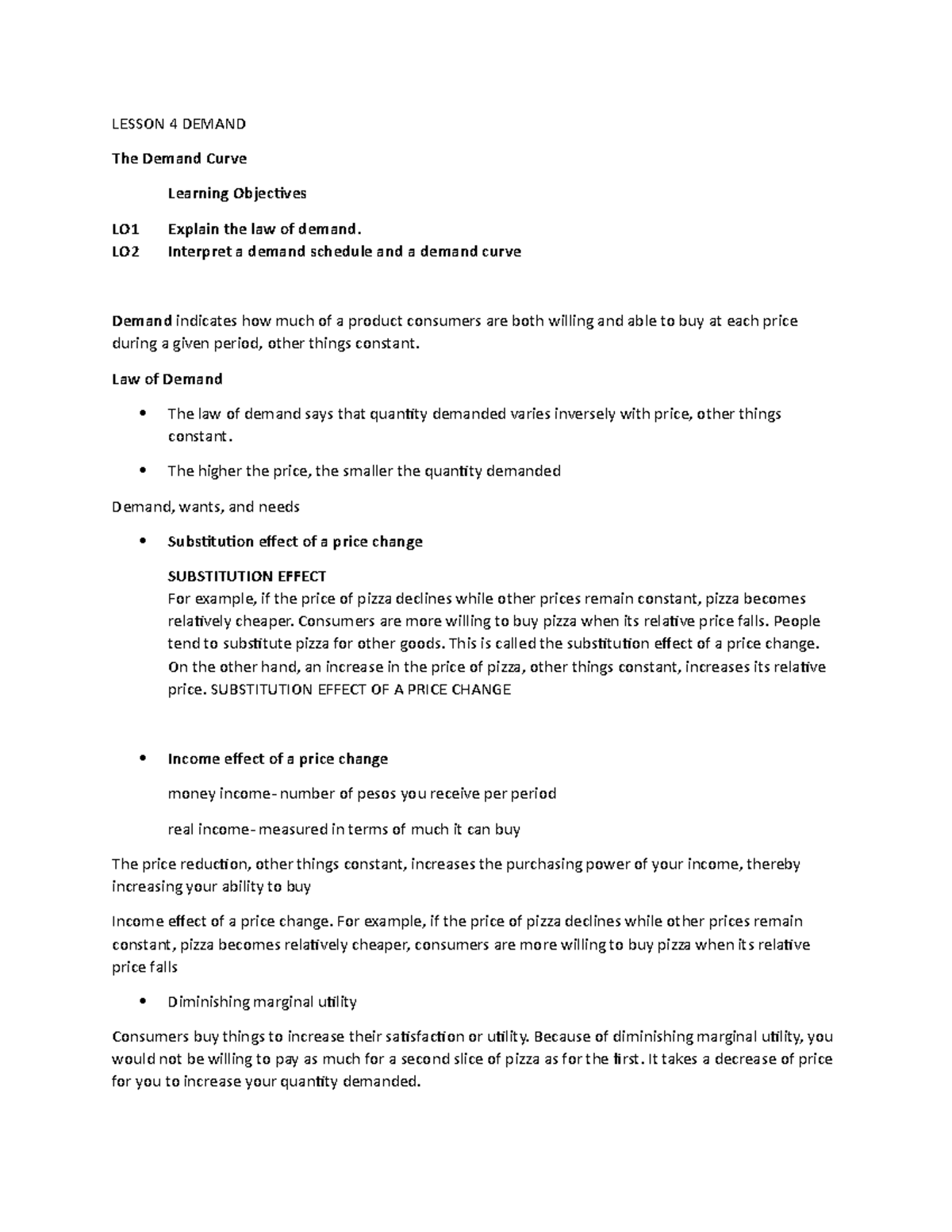 Lesson 4 Demand Supplemental Reviewer and Lecture Notes - LESSON 4 ...