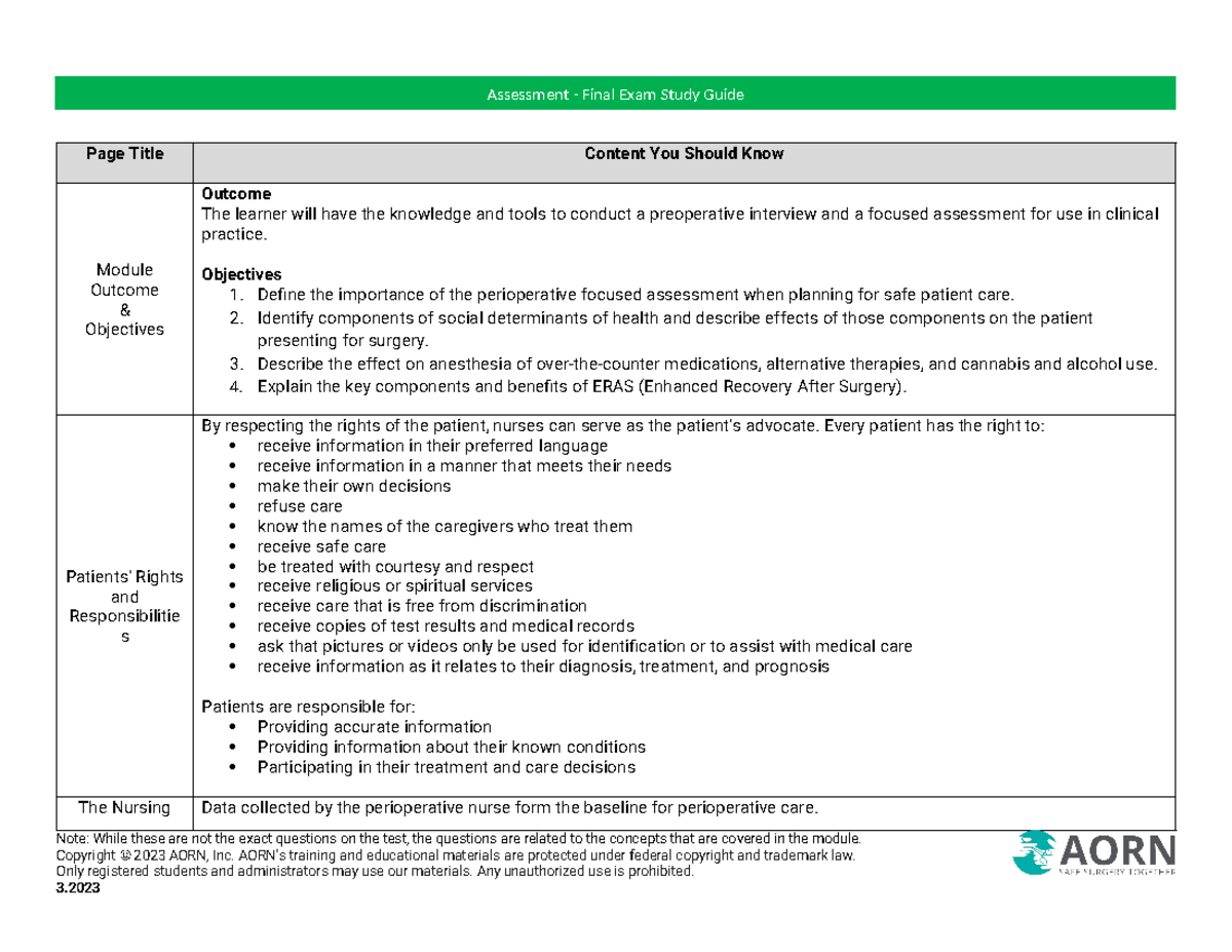 Study Guide Assessment - Page Title Content You Should Know Module ...