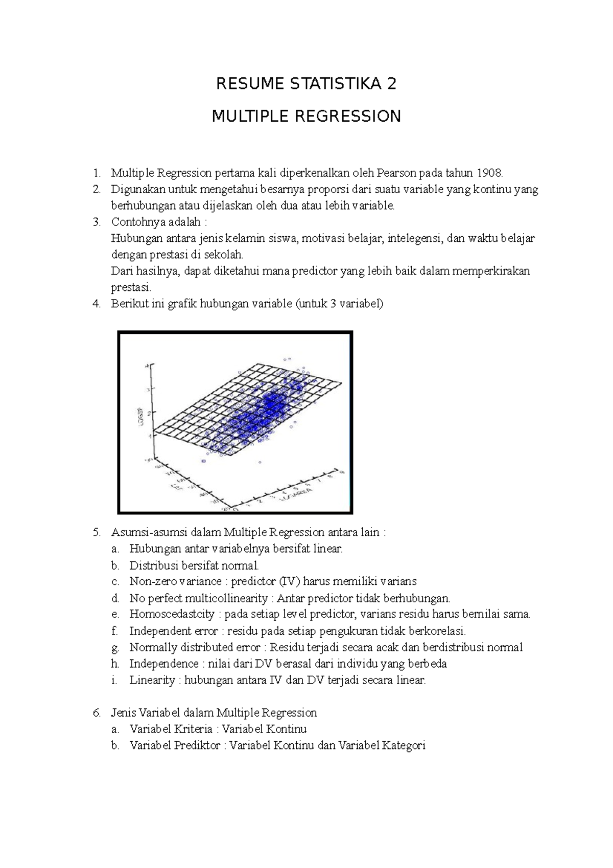 Resume of Multiple Regression - RESUME STATISTIKA 2 MULTIPLE REGRESSION Multiple Regression ...