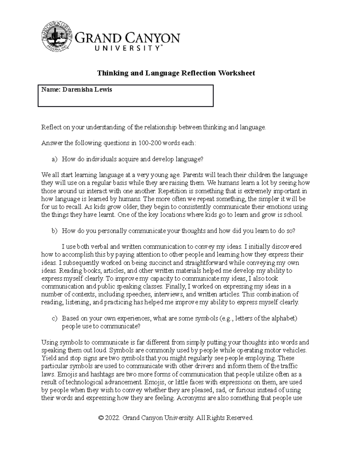 PHI105.T5 Thinkingand Language Reflection Worksheet - Thinking and ...