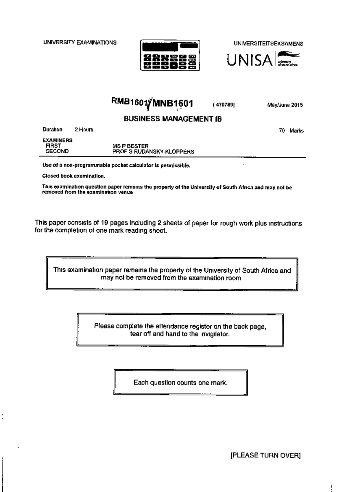 Business Management IB Exam Question Papers - MNB1601 - Studocu