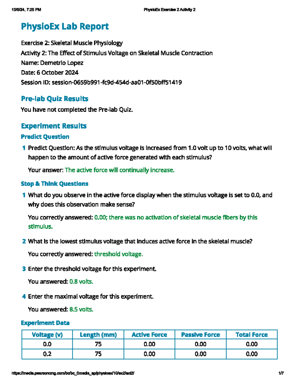 Physio Ex excercise 2.2 - 7:25 PM PhysioEx Exercise 2 Activity 2 ...