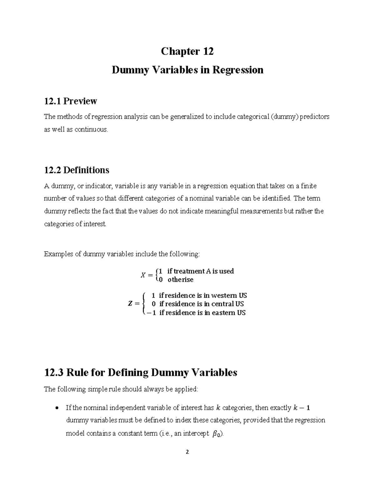 Chapter 12 - Dummy Variables in Regression - STAT 3115Q - UConn - Studocu