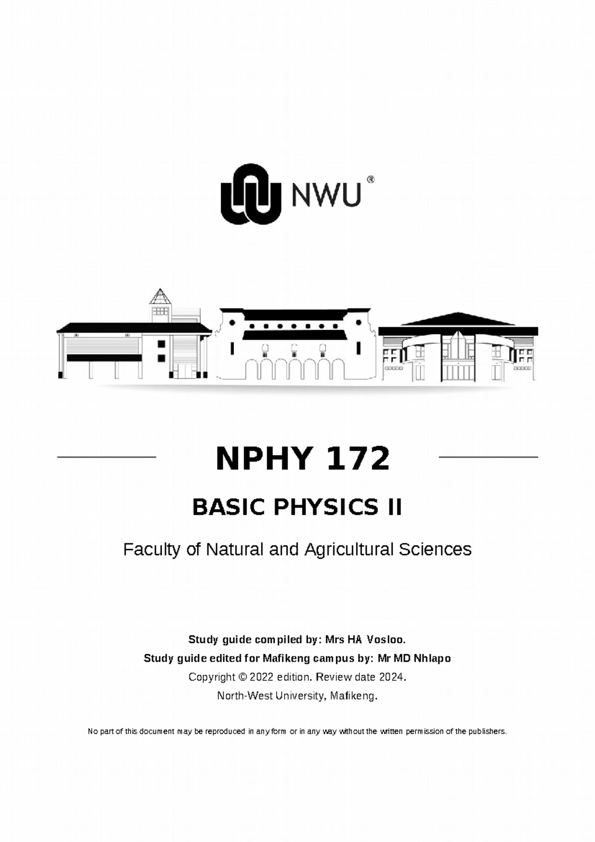 NPHY172 Study-Guide - STUDY GUIDE - NPHY 172 BASIC PHYSICS II Faculty ...