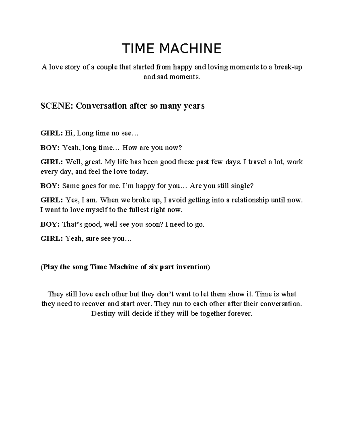 TIME- Machine - TIME MACHINE A love story of a couple that started from ...