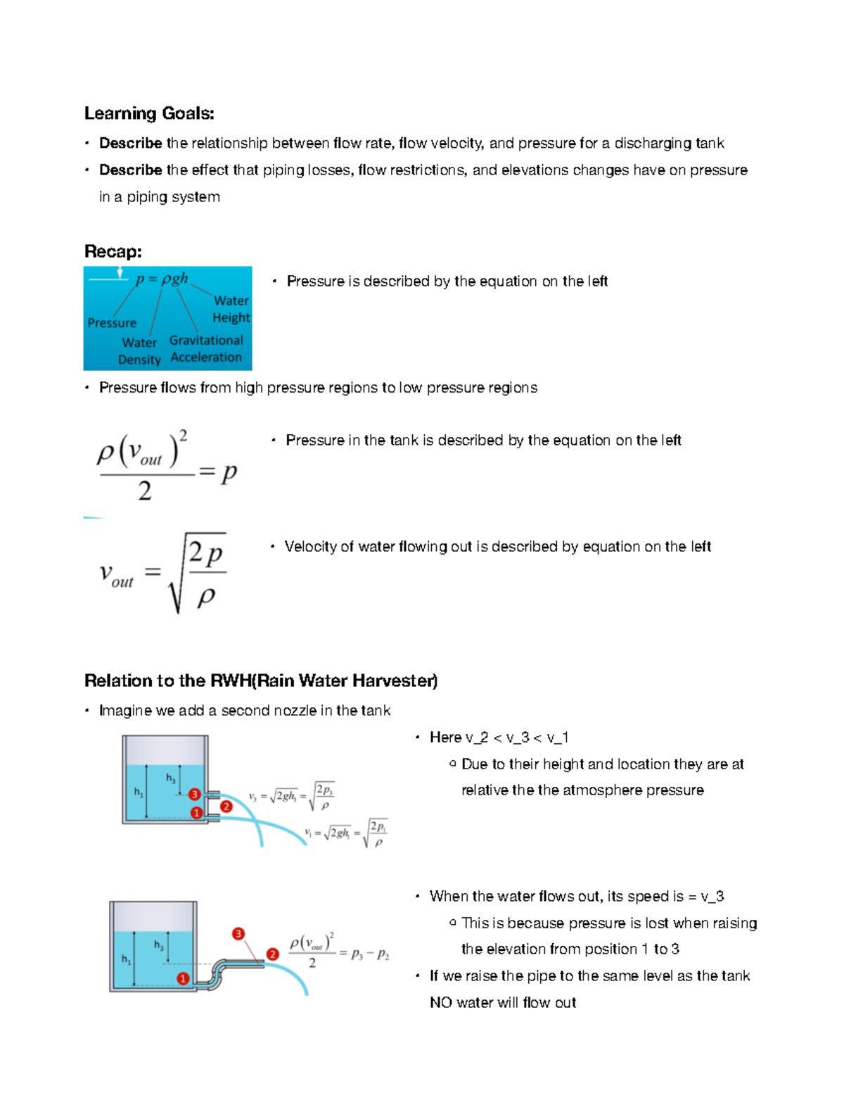 Week 10 Video 2 - Flow Physics and the RWH - Learning Goals: Describe ...