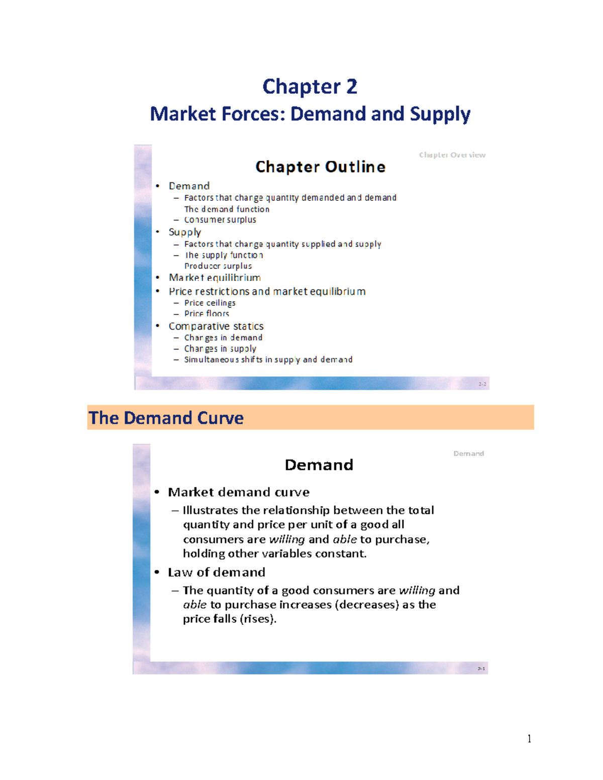 Chapter 2 Demand and Supply 2-22-22 - Chapter 2 Market Forces: Demand ...