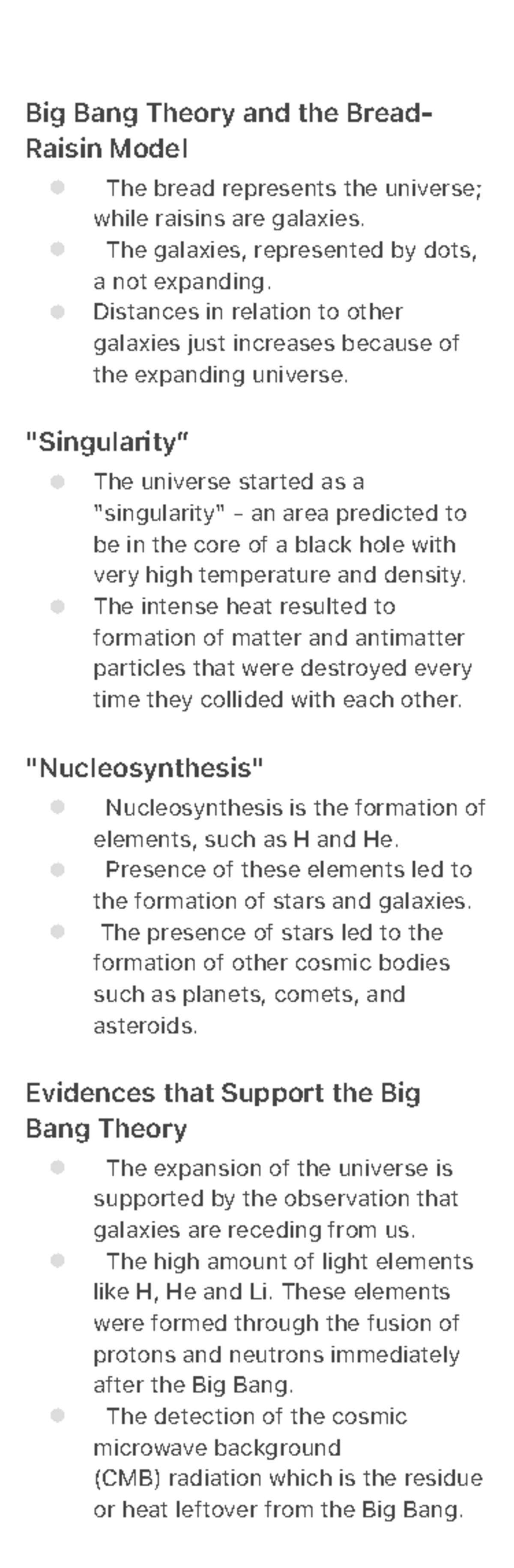 Big Bang Theory and the Bread-Raisin Model - The galaxies, represented ...