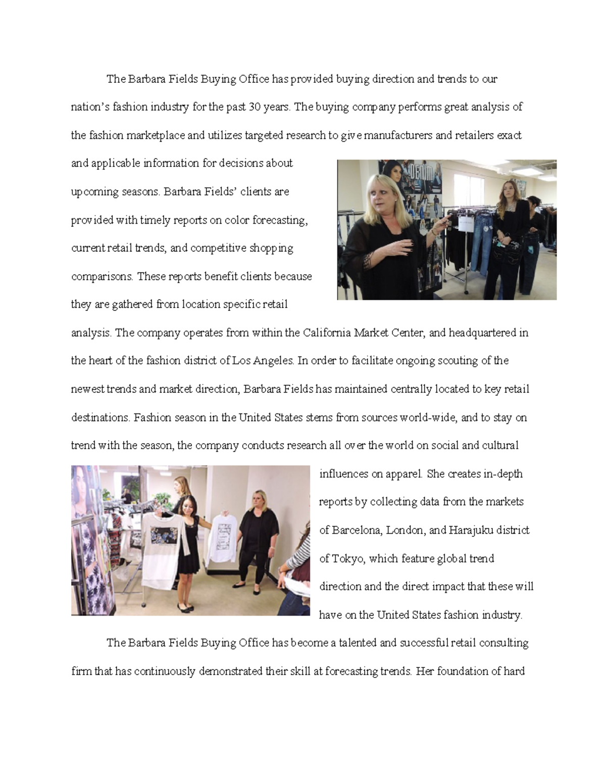 Barbara Fields report - The Barbara Fields Buying Office has provided ...